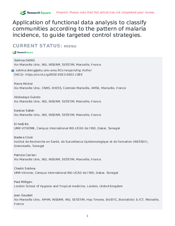(PDF) Application of functional data analysis to classify communities according to the pattern ...