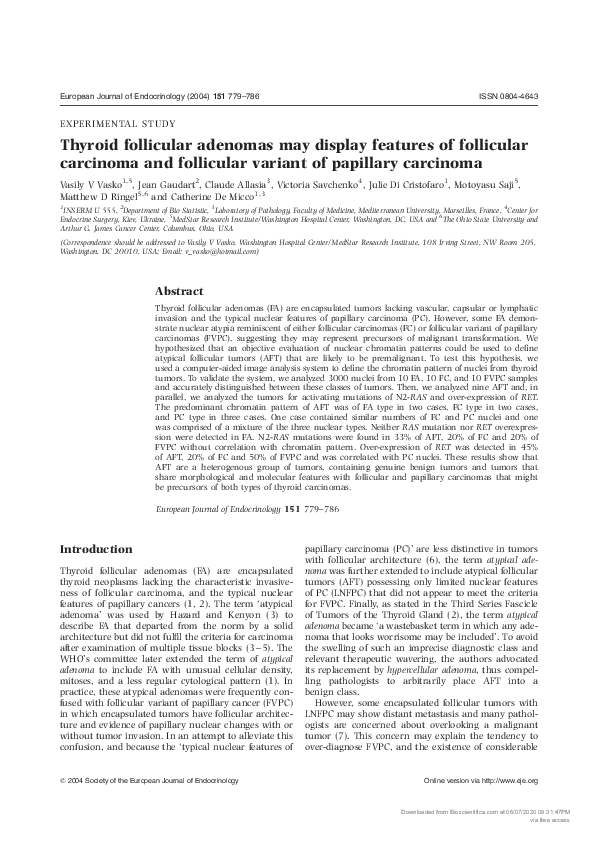 (PDF) Thyroid follicular adenomas may display features of follicular carcinoma and follicular ...