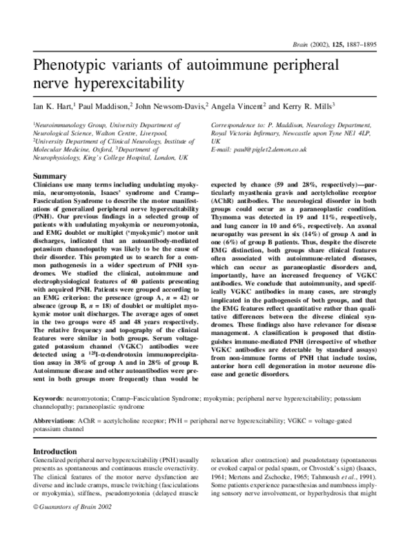 (PDF) Phenotypic variants of autoimmune peripheral nerve hyperexcitability