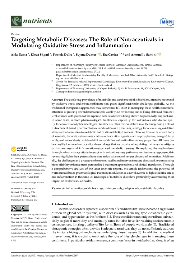 (PDF) Targeting Metabolic Diseases: The Role of Nutraceuticals in ...