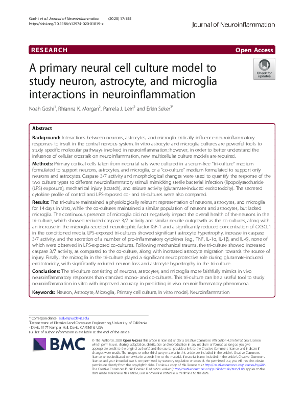 (PDF) A primary neural cell culture model to study neuron, astrocyte, and microglia interactions ...
