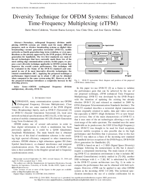 (PDF) Diversity Technique for OFDM Systems: Enhanced Time-Frequency ...