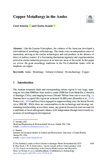 (PDF) Copper metallurgy in the Andes.