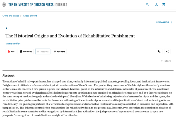 (PDF) The Historical Origins and Evolution of Rehabilitative Punishment