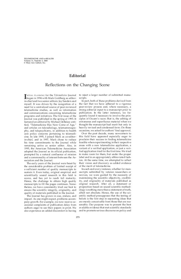 (PDF) Reflections on the Changing Scene