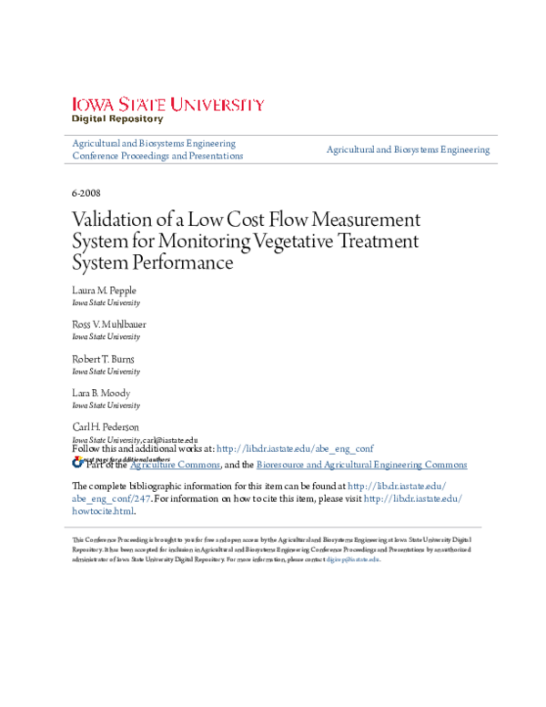 (PDF) Validation of a Low Cost Flow Measurement System for Monitoring ...