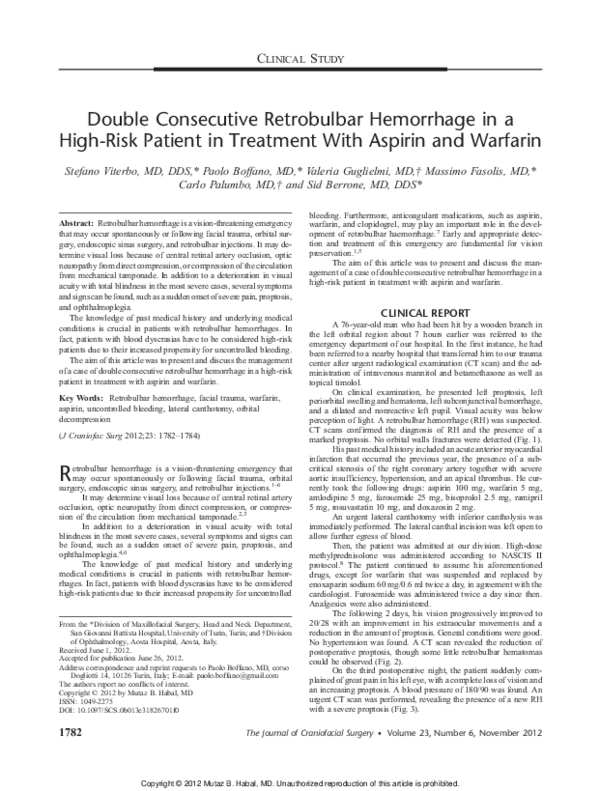 (PDF) Double Consecutive Retrobulbar Hemorrhage in a High-Risk Patient ...