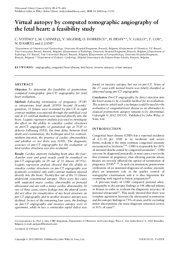 (PDF) Virtual autopsy by computed tomographic angiography of the fetal heart: a feasibility study
