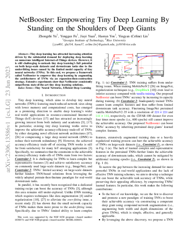 (PDF) NetBooster: Empowering Tiny Deep Learning By Standing on the ...