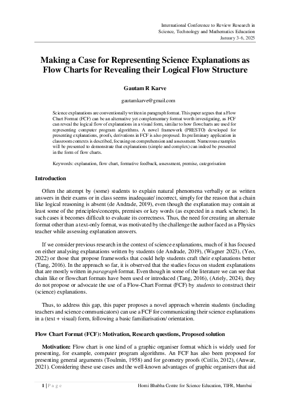 (PDF) Making a Case for Representing Science Explanations as Flow ...