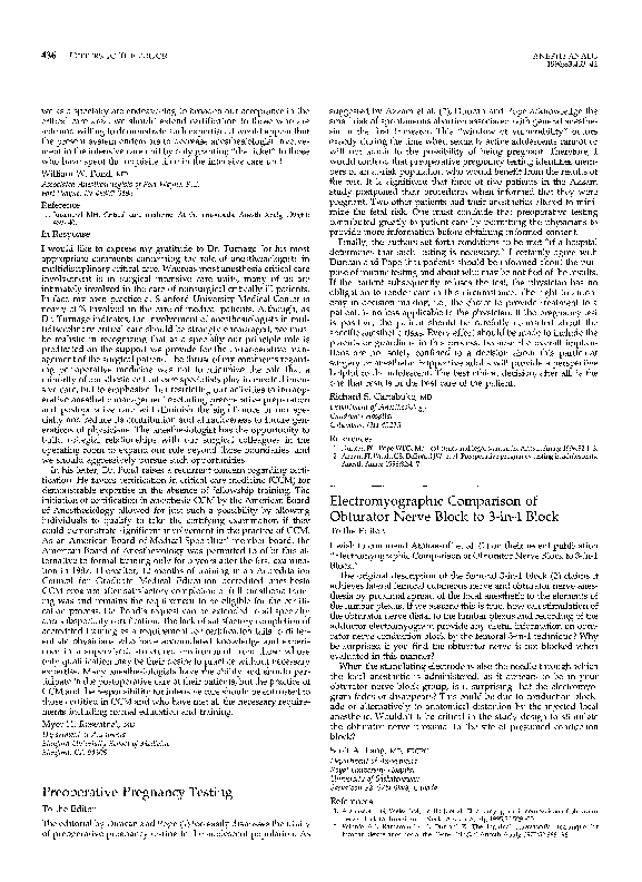 (PDF) Electromyographic Comparison of Obturator Nerve Block to Three-in ...