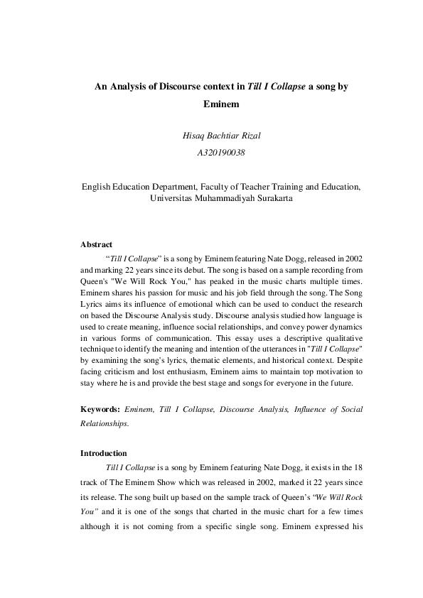 Pdf Discourse Context Analysis