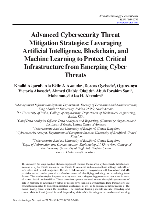 Pdf Advanced Cybersecurity Threat Mitigation Strategies Leveraging Artificial Intelligence