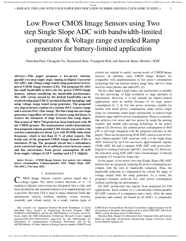 (PDF) Low Power CMOS Image Sensors Using Two Step Single Slope ADC With ...