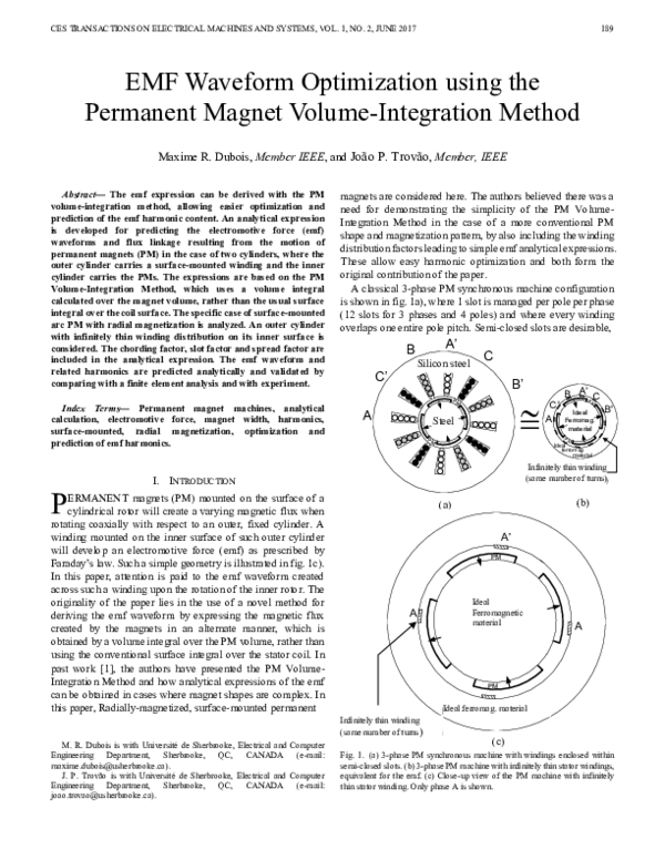 (PDF) EMF waveform optimization using the permanent magnet volume-integration method