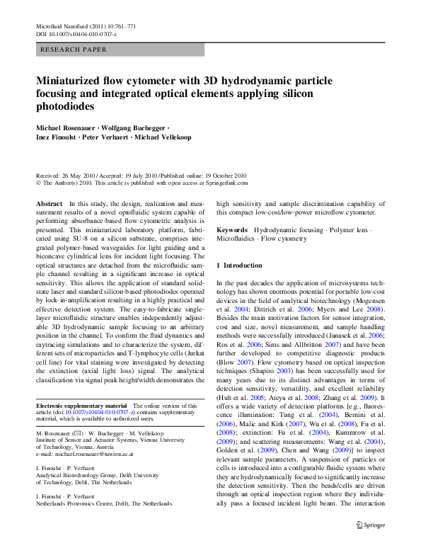 (PDF) Miniaturized flow cytometer with 3D hydrodynamic particle ...