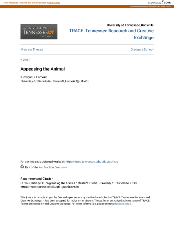 (PDF) Appeasing the Animal