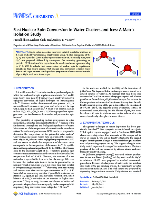 (PDF) Fast Nuclear Spin Conversion in Water Clusters and Ices: A Matrix ...