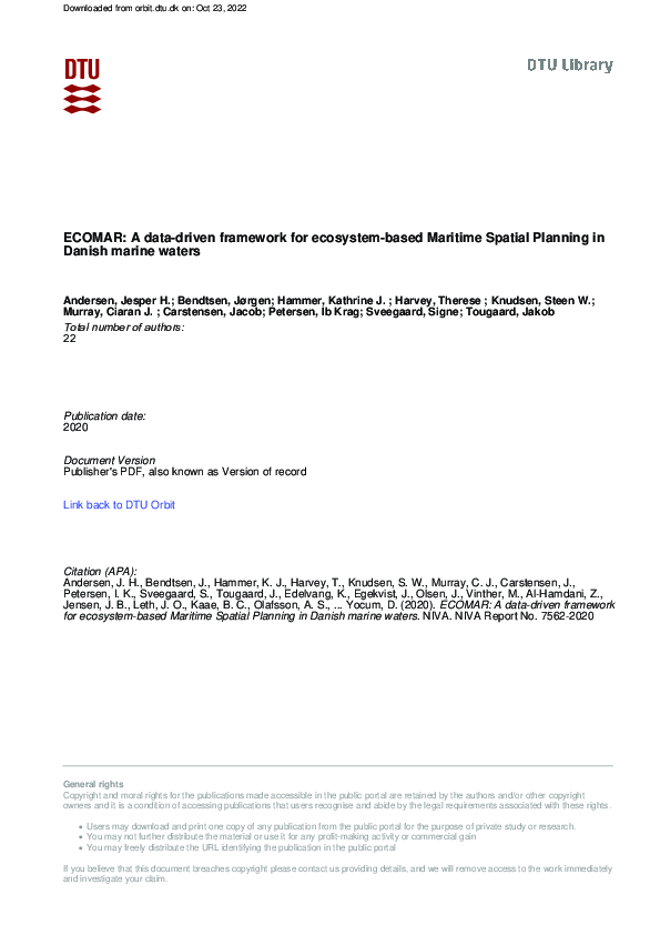 (PDF) ECOMAR: A data-driven framework for ecosystem-based Maritime Spatial Planning in Danish ...