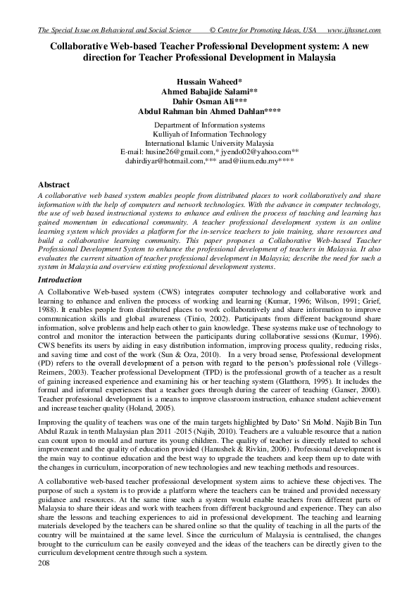 (PDF) Collaborative Web-based Teacher Professional Development system: A new direction for ...