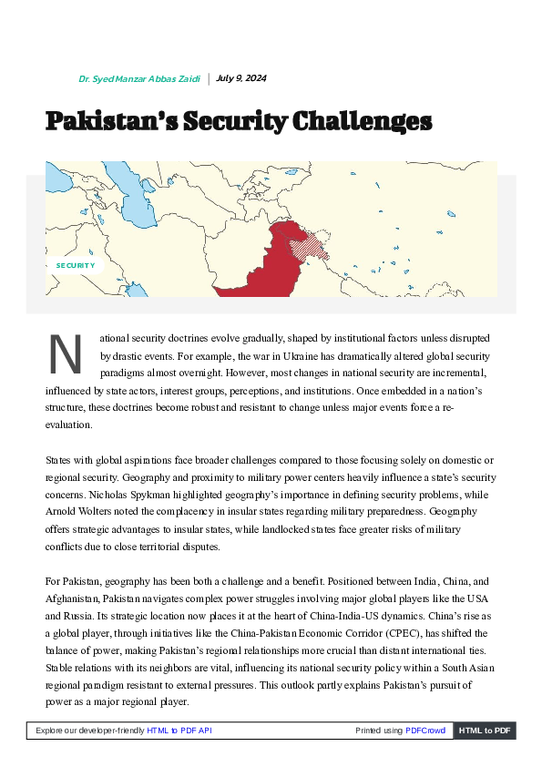 (PDF) Pakistan’s Security Challenges