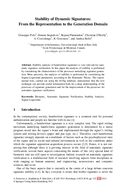 (PDF) Stability of dynamic signatures: From the representation to the ...