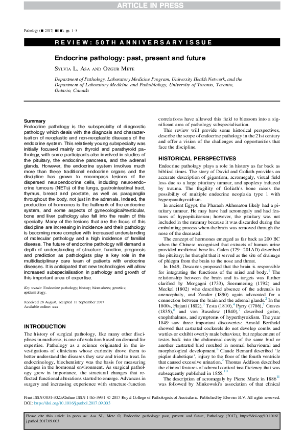 (PDF) Endocrine pathology: past, present and future