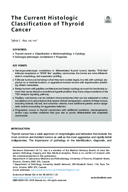 (PDF) The Current Histologic Classification of Thyroid Cancer