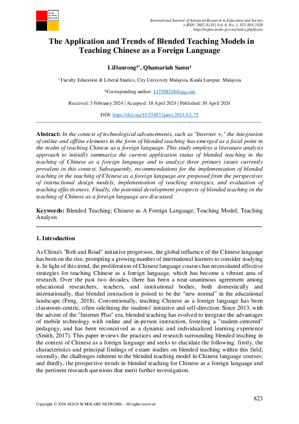 (PDF) The Application and Trends of Blended Teaching Models in Teaching ...