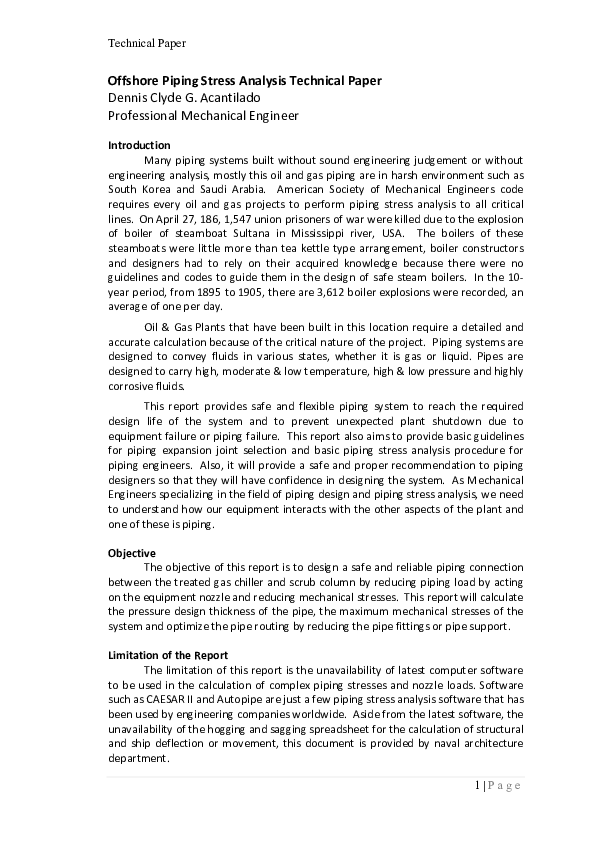 (PDF) Offshore Piping Stress Analysis