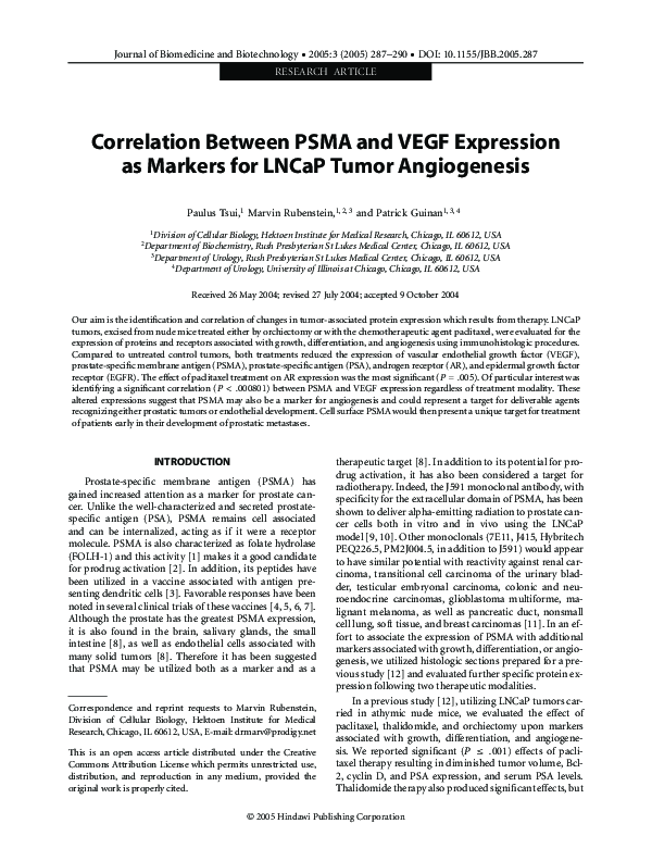 (PDF) Correlation Between PSMA and VEGF Expression as Markers for LNCaP ...