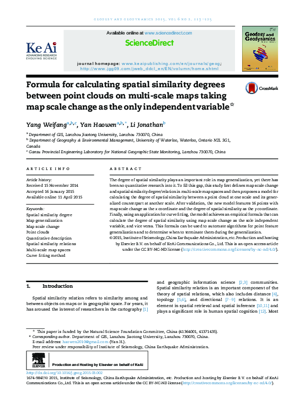 (PDF) Formula for calculating spatial similarity degrees between point clouds on multi-scale ...