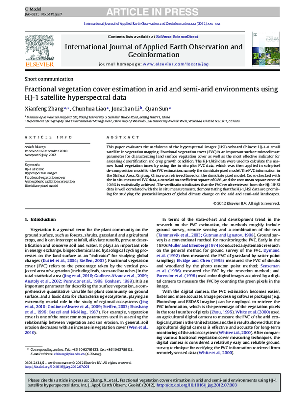 (PDF) Fractional vegetation cover estimation in arid and semi-arid ...