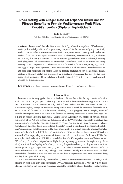 (PDF) Does Mating with Ginger Root Oil-Exposed Males Confer Fitness ...