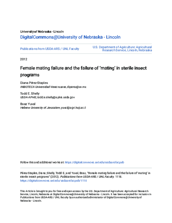 (PDF) Female mating failure and the failure of ‘mating’ in sterile ...