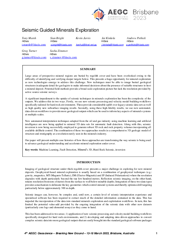 (PDF) Seismic Guided Minerals Exploration