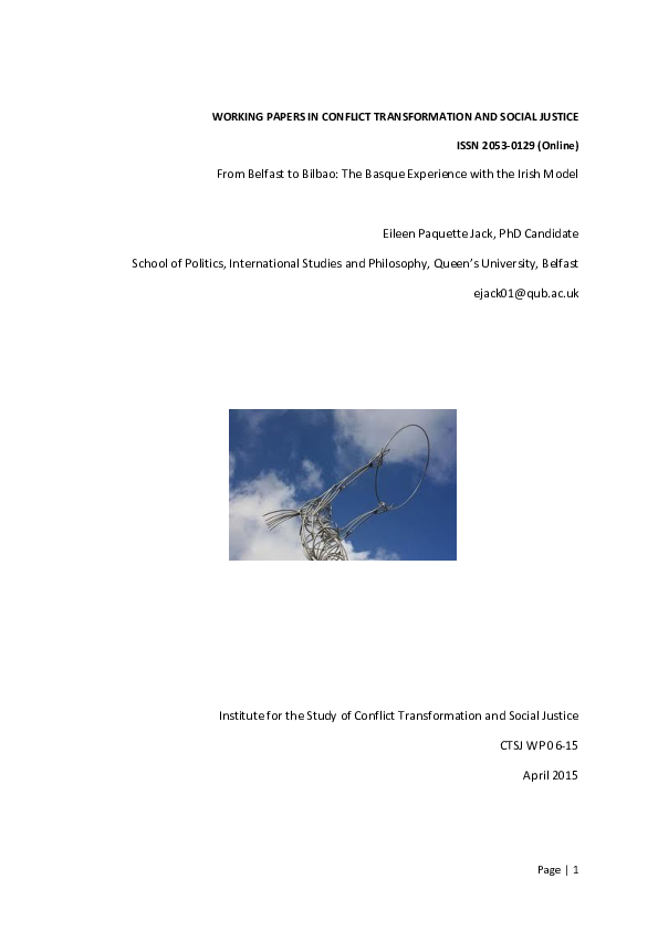 (PDF) From Belfast to Bilbao: The Basque Experience with the Irish Model