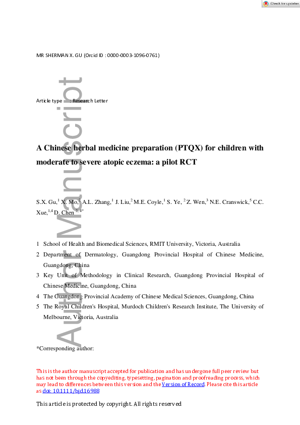 (PDF) A Chinese herbal medicine preparation (Pei Tu Qing Xin) for ...