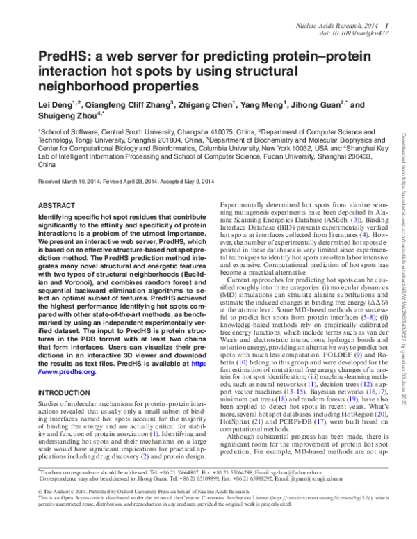 (PDF) PredHS: a web server for predicting protein–protein interaction ...