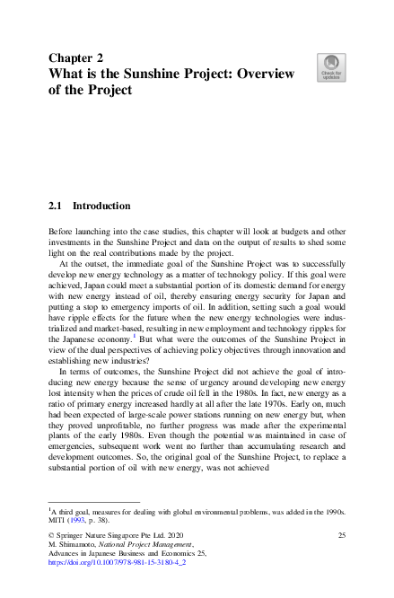 (PDF) What is the Sunshine Project: Overview of the Project