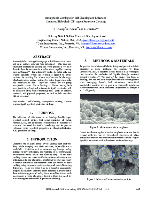 (PDF) Omniphobic Coatings for Self Cleaning and Enhanced Chemical ...