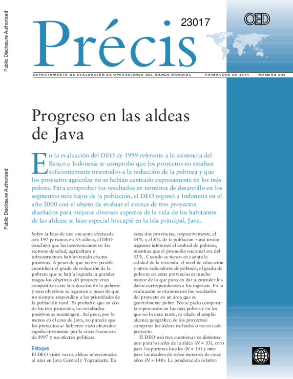 (PDF) Progreso en las Aldeas de Java