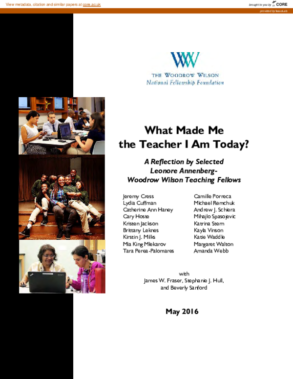 (PDF) What Made Me the Teacher I Am Today? A Reflection by Selected ...