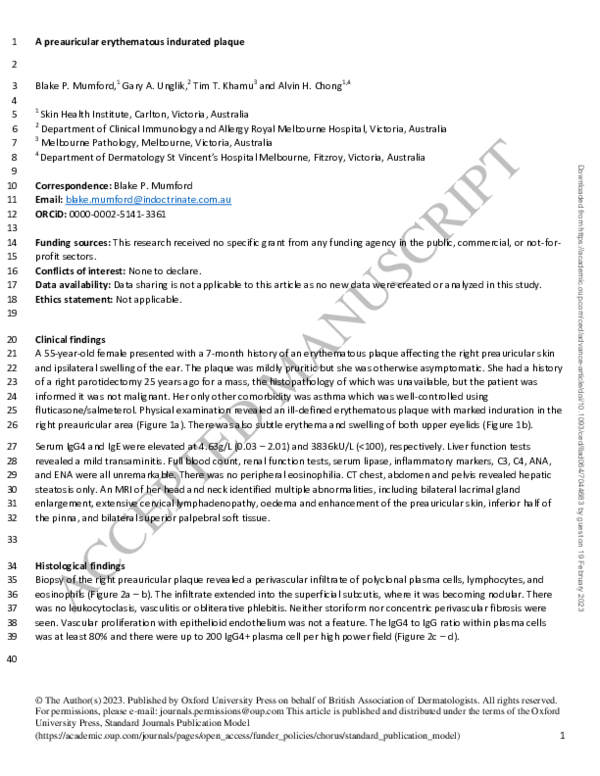 (PDF) A preauricular erythematous indurated plaque