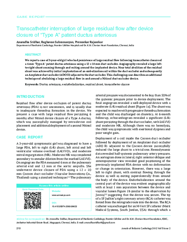 (PDF) Transcatheter interruption of large residual flow after device ...