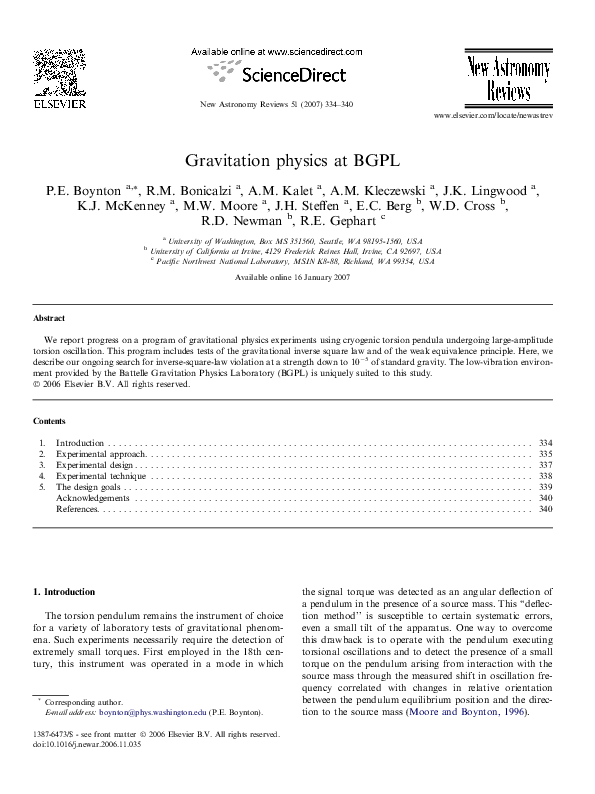 (PDF) Gravitation physics at BGPL