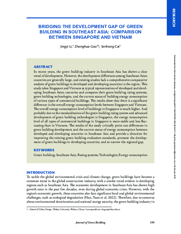 (PDF) BRIDGING THE DEVELOPMENT GAP OF GREEN BUILDING IN SOUTHEAST ASIA: COMPARISON BETWEEN ...