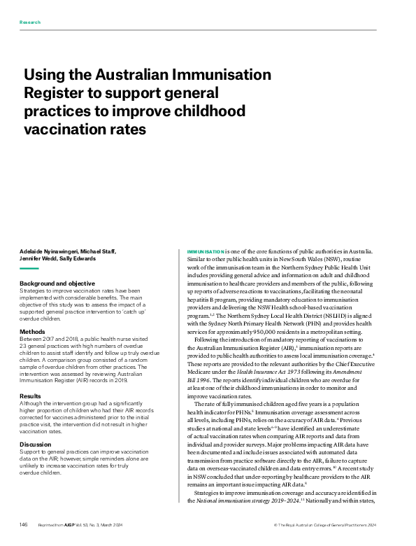 (PDF) Using the Australian Immunisation Register to support general ...