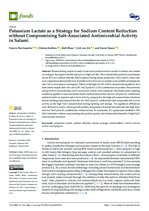 (PDF) Potassium Lactate as a Strategy for Sodium Content Reduction ...