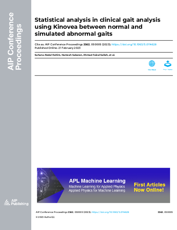 (PDF) Statistical analysis in clinical gait analysis using Kinovea ...